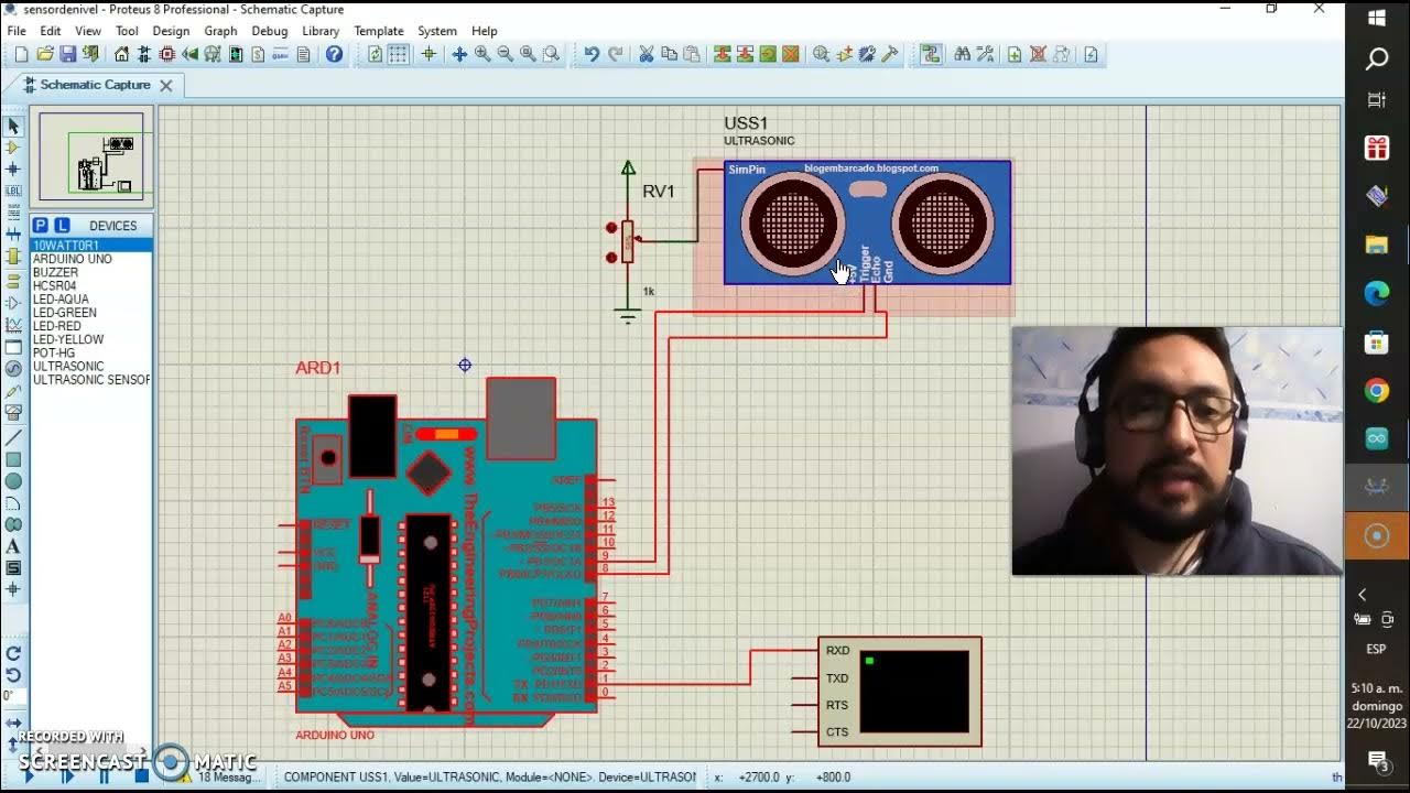 Explicación código y simulación en IDE de Arduino y Proteus para el sensor de nivel HC-SR04 ...