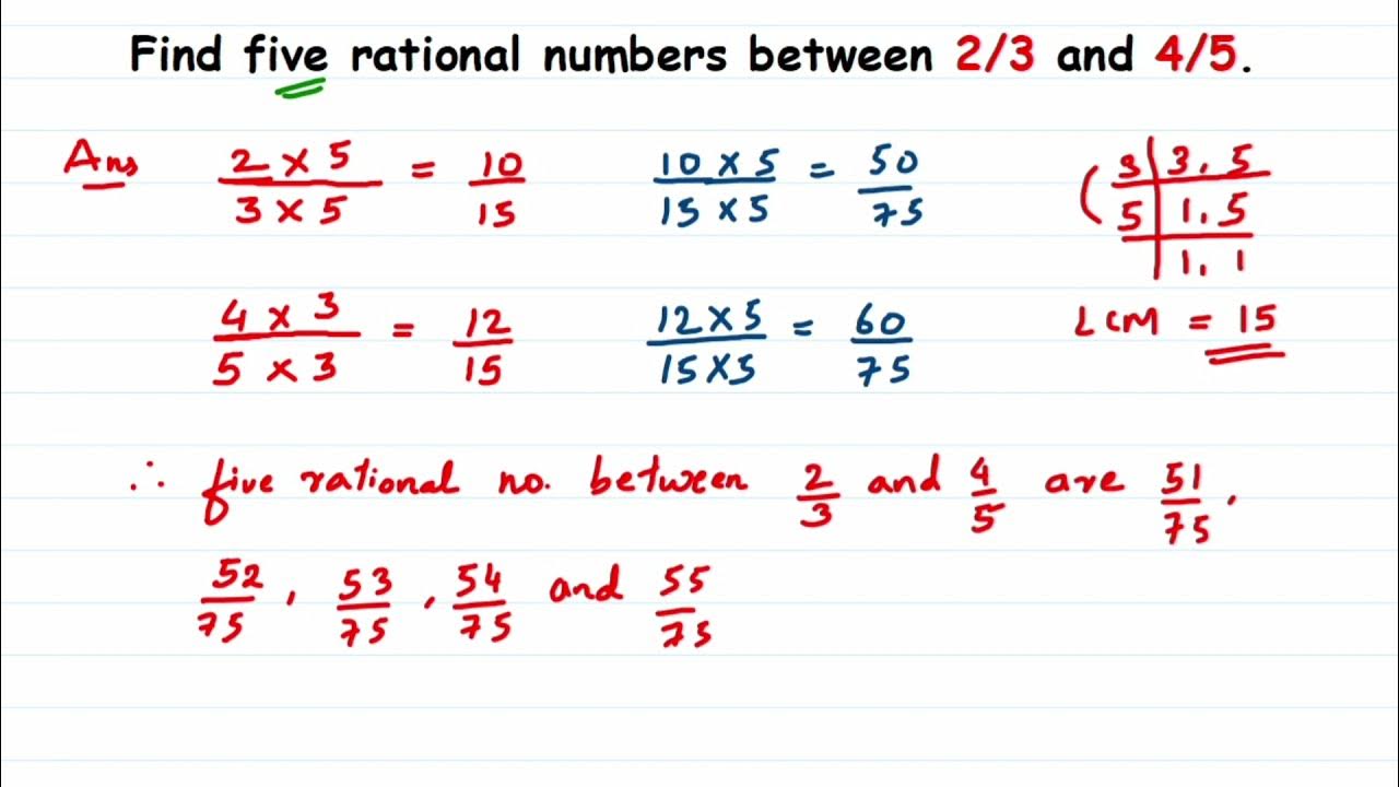 Find five rational numbers between 2/3 and 4/5.|Rational Numbers Class 8 | Axiom 1729 | NCERT ...
