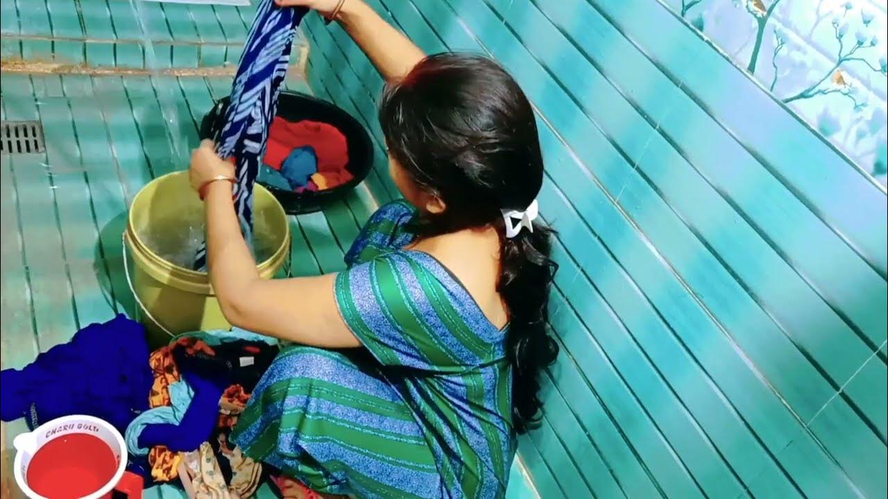 Cloth Washing vlog | cloth washing by hand Indian rupa vlog | Bathroom cleaning vlog new - YouTube