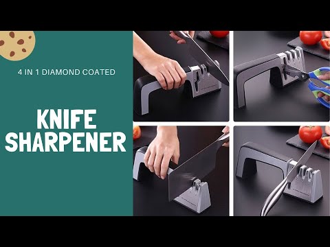 4 in 1 Diamond Coated & Fine Rod Knife Sharpener and Scissors ...