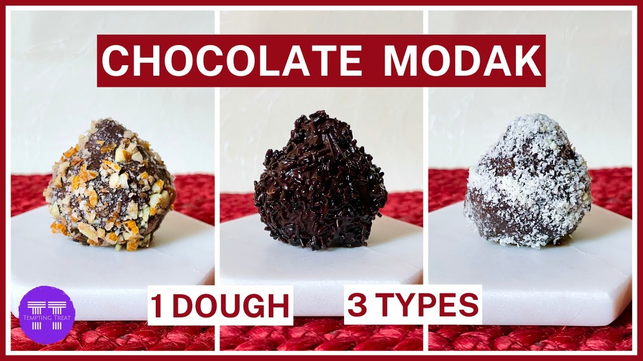 Easy Chocolate Modak Recipe - 1 Dough 3 Types | मोदक की रेसिपी | Ganesh ...