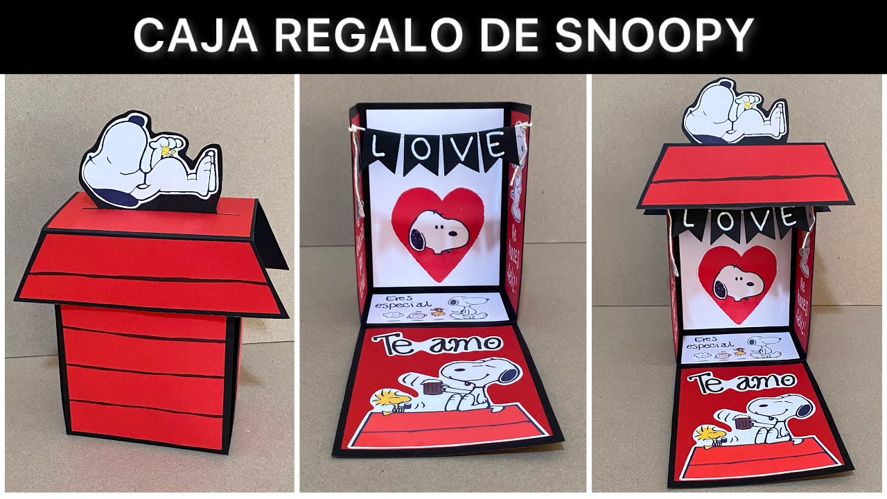 Como hacer CASITA DE SNOOPY | Cajita REGALO de snoopy en CARTULINA ...