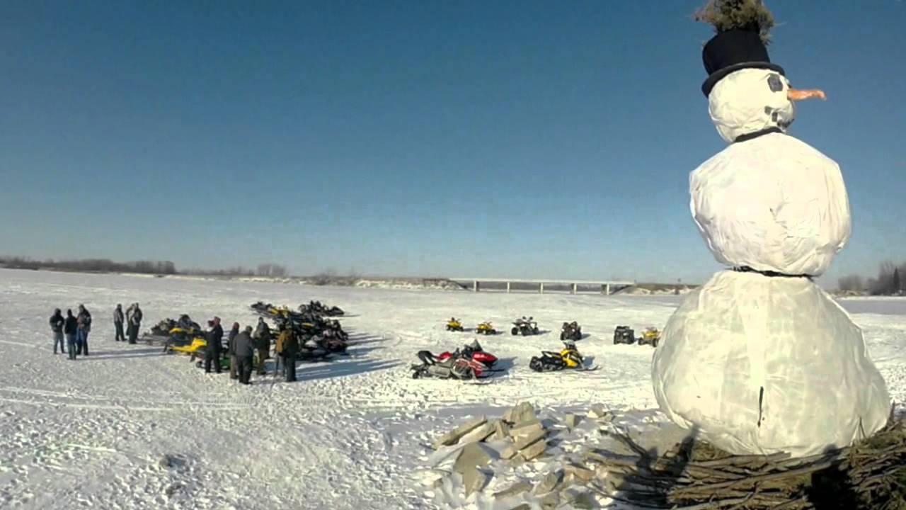 Ice ride to Put-in-Bay and burning snowman - YouTube