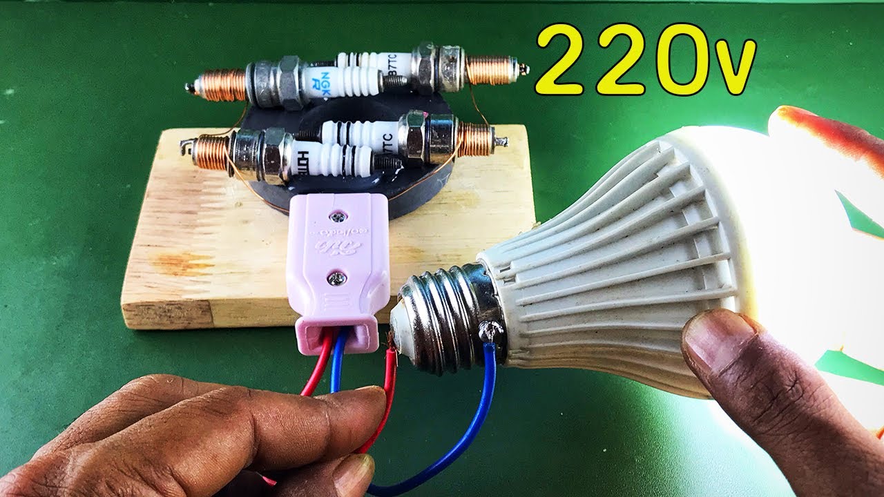 New Creative Electric Free Energy Using By Spark Plug With Magnet For ...