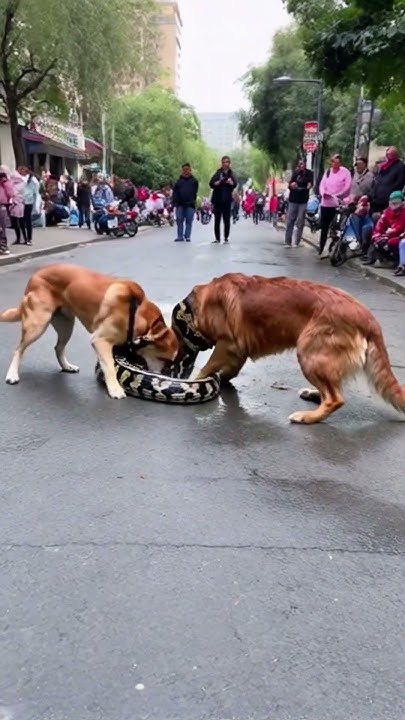 Two dogs were walking in the city when a huge python #animals #dogs ...