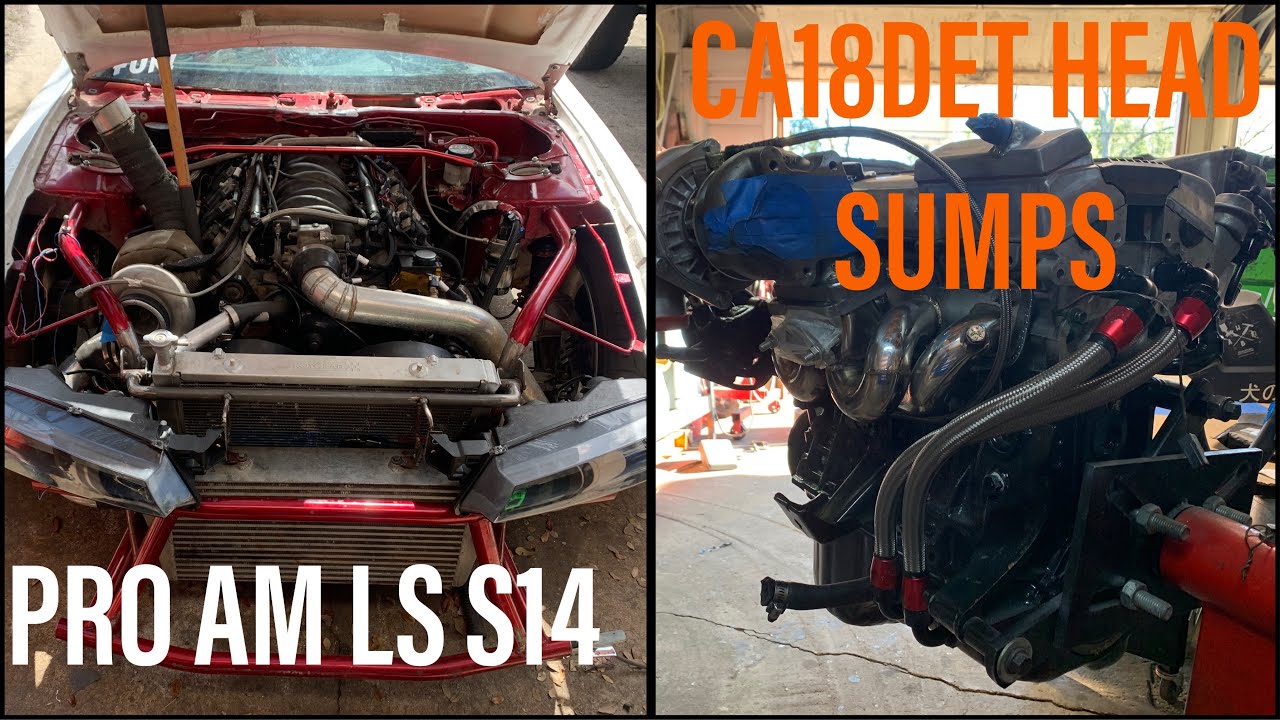 Byron's Pro Am S14 + AN Fitting Install for CA18DET Head Sumps - YouTube