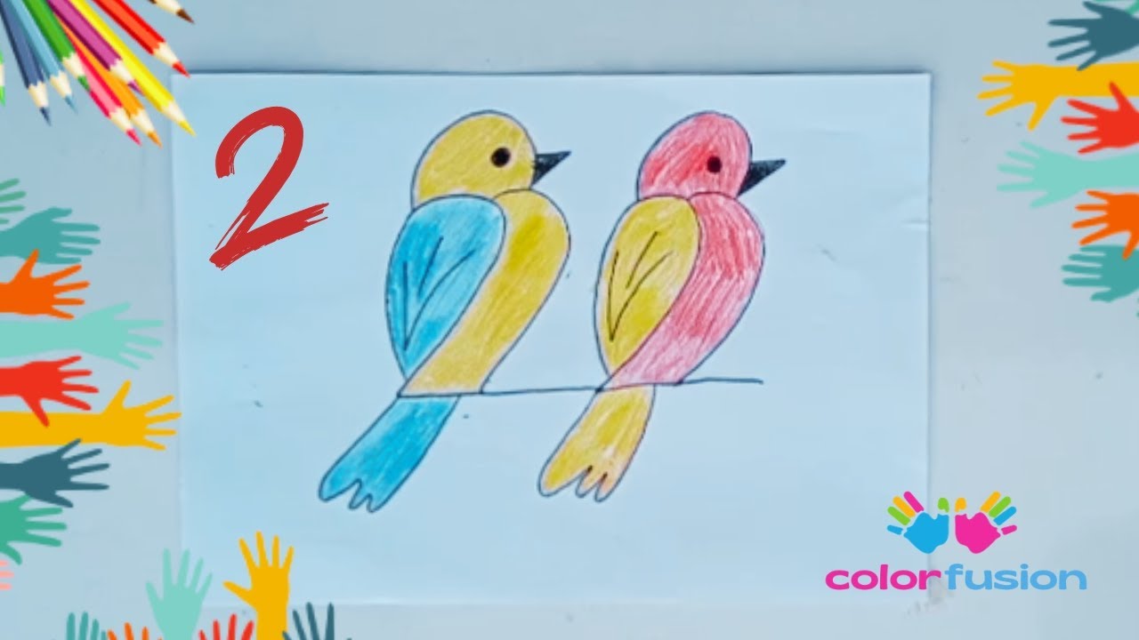 How to draw a sparrow using number 2 | How to draw a Bird | Simple and ...