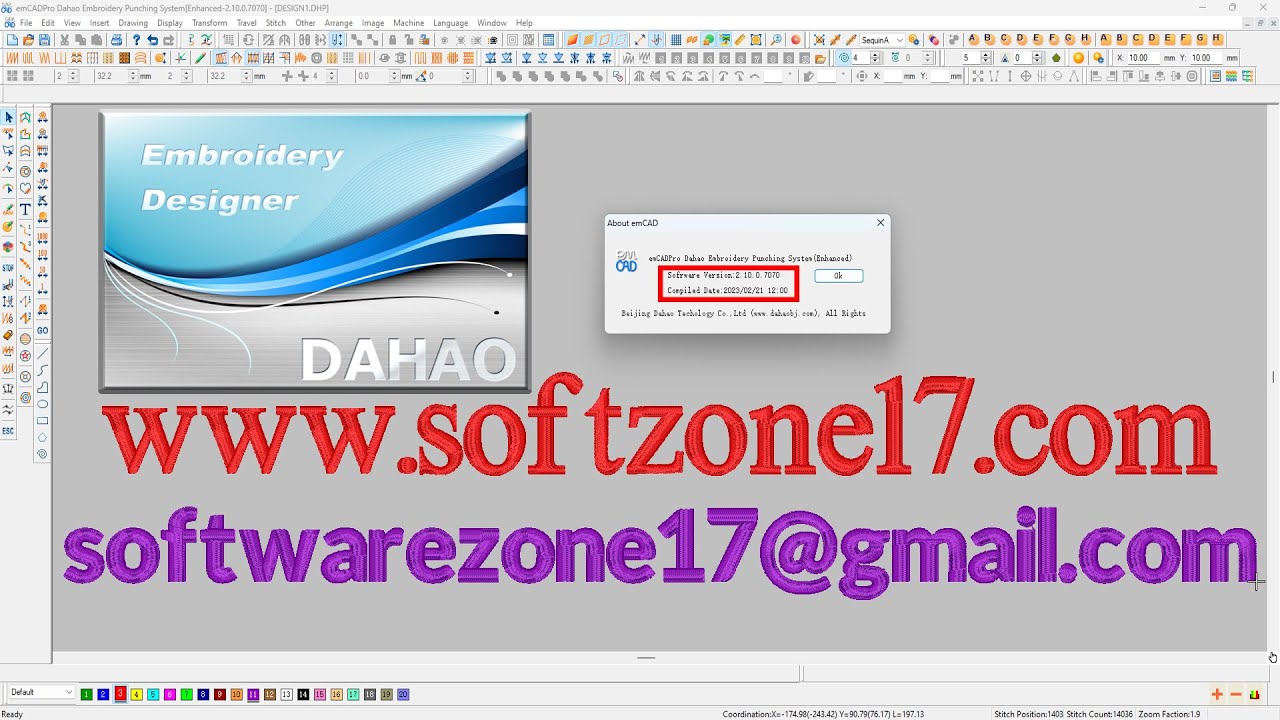 emCADPro 2.10 Dahao Embroidery Punching System With Beads & Sequin ...