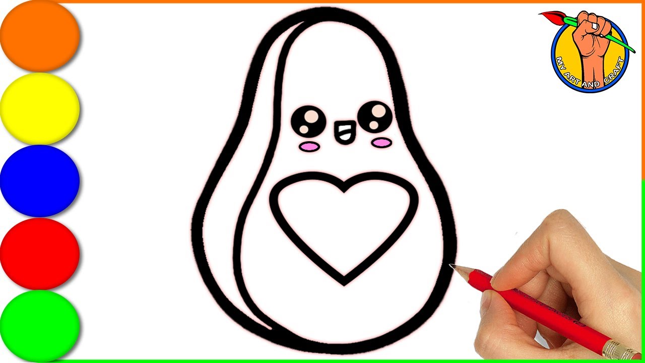 How to Draw an Avocado Cute and Easy For Kids And Toddlers | How to ...