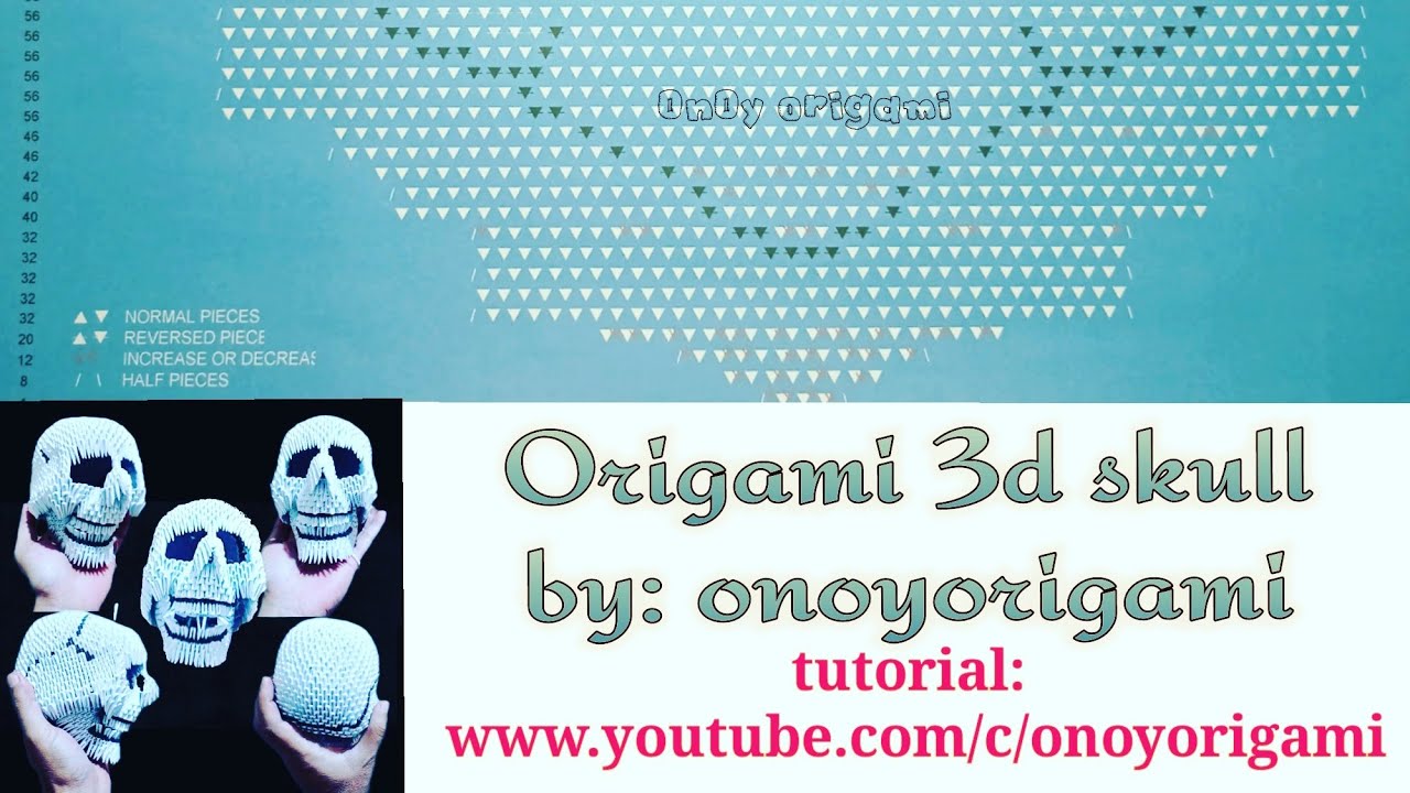 origami 3d skull tutorial part 3 - YouTube