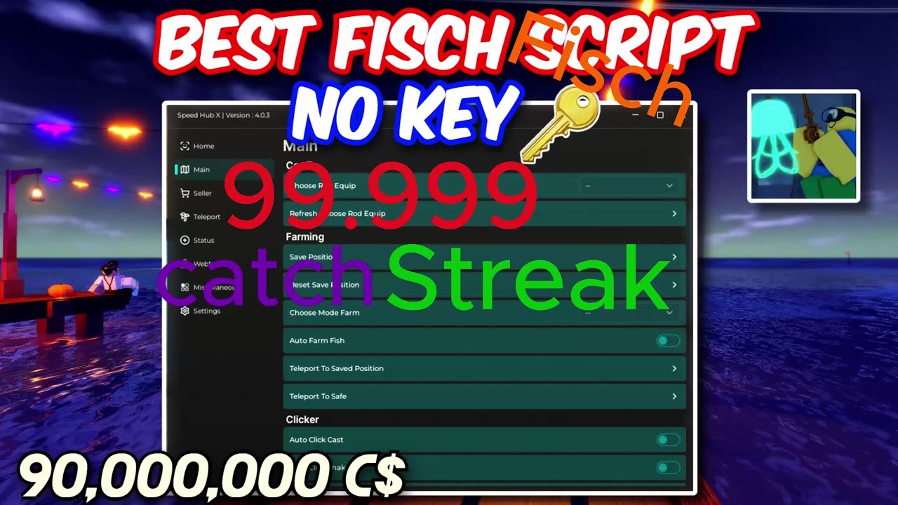 Fisch 99.999 catch script (OP) No Keyless #roblox #fisch #projectsmash ...