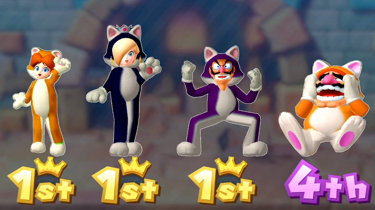 Mario Party 10 Minigames - Daisy Cat Vs Rosalina Cat Vs Wario Cat Vs ...