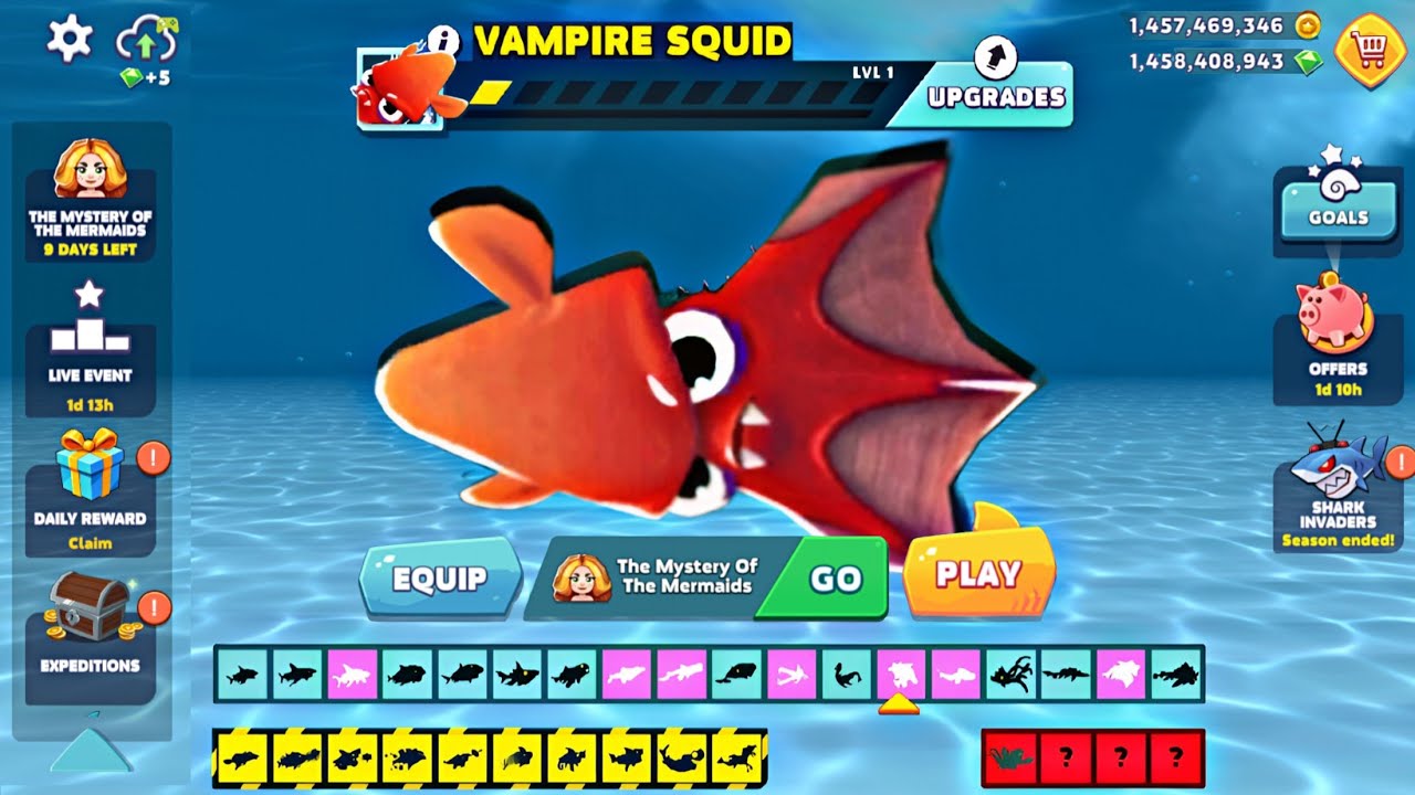 New VAMPIRE SQUID Baby Shark Unlock | Hungry Shark Evolution New Update ...