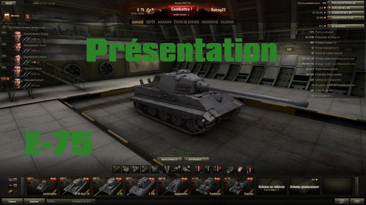 World of Tanks - E-75 - Présentation et Gameplays Commentés - YouTube