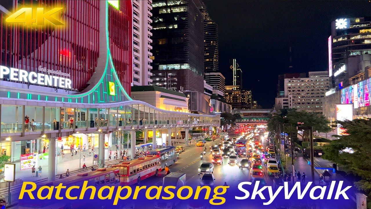 4K HDR 🇹🇭Over the R WALK (Ratchaprasong SkyWalk) to Central World ...