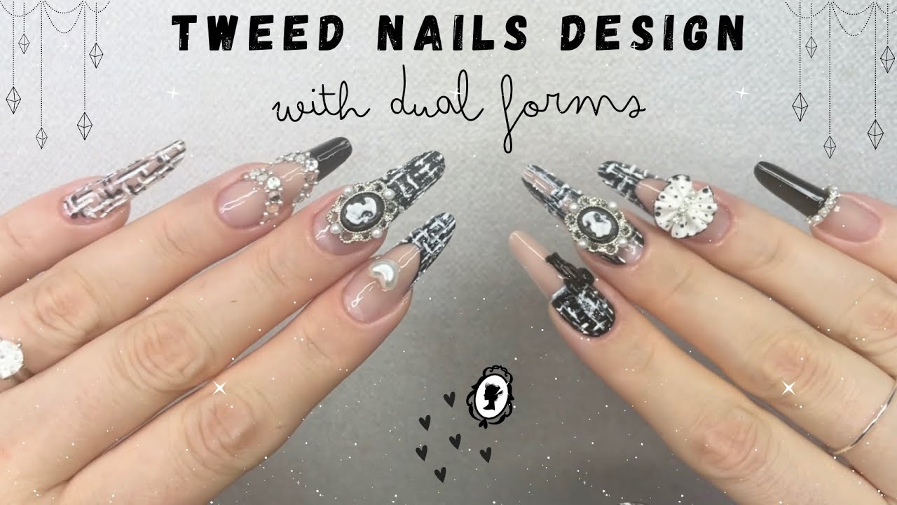 Builder Gel with Nail Forms | Tweed Nails Design | 3D Nail Art - YouTube