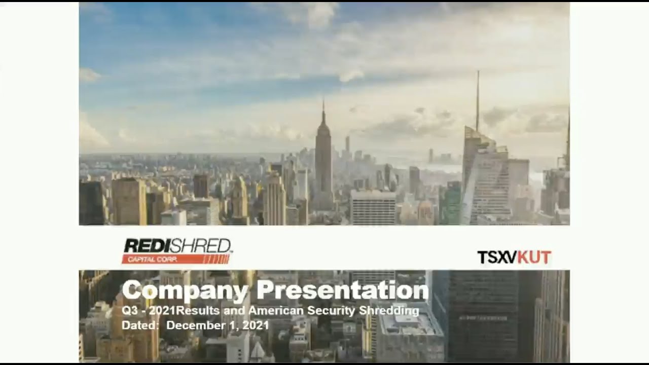 Redishred Capital Corp. (TSX-V: KUT) Webcast | SNN Network - YouTube