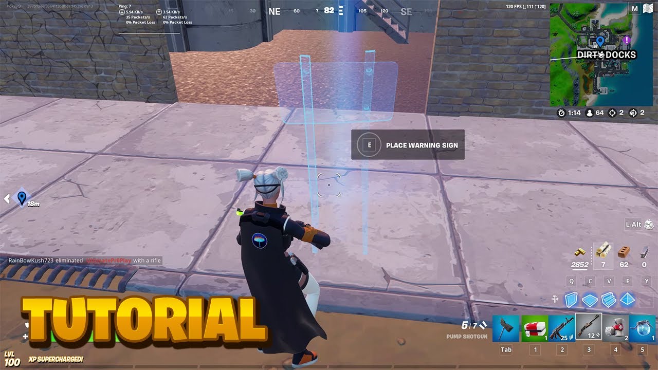 How to Place Warning Signs in Fortnite - Week 14 Challenge TUTORIAL ...
