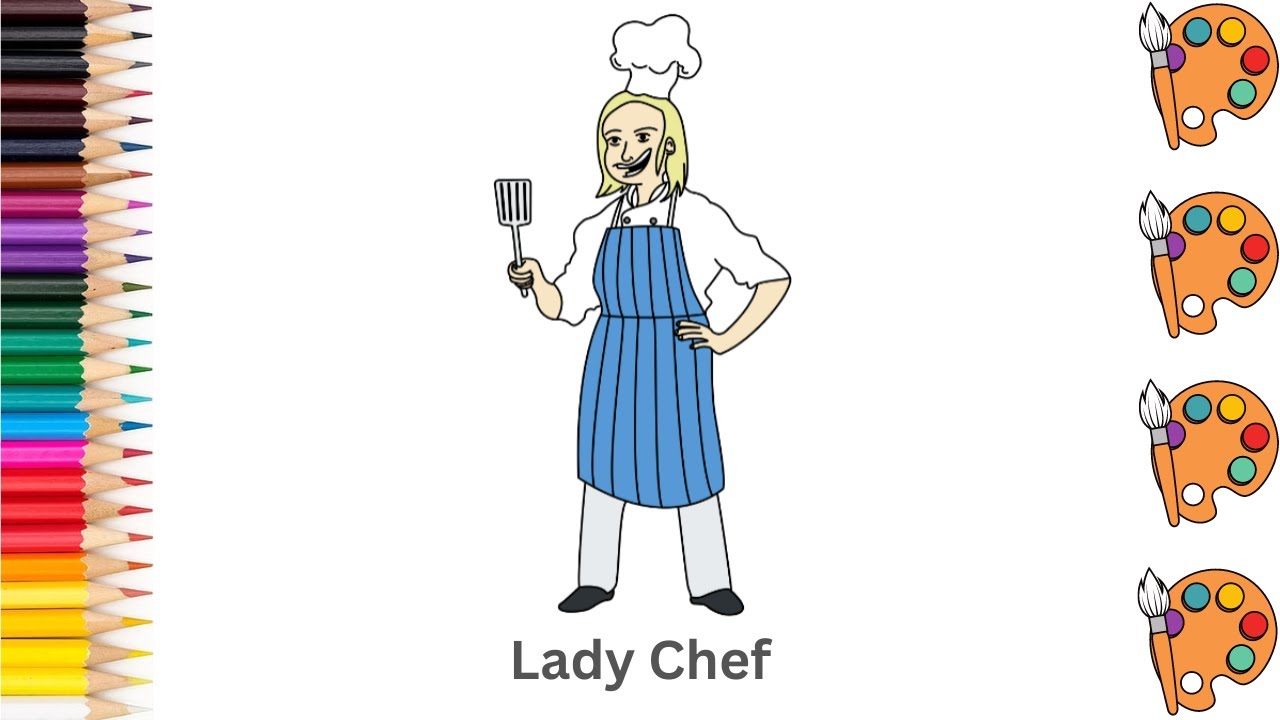 Lady Chef - Sketch Art and Paint | Step by step tutorial | Pencil to ...