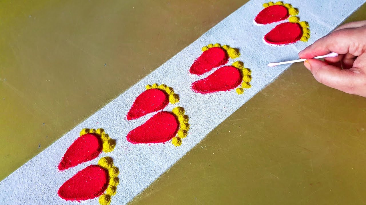 Gauri Pujan Rangoli. Laxmi Paul Rangoli. Border Rangoli Designs ...