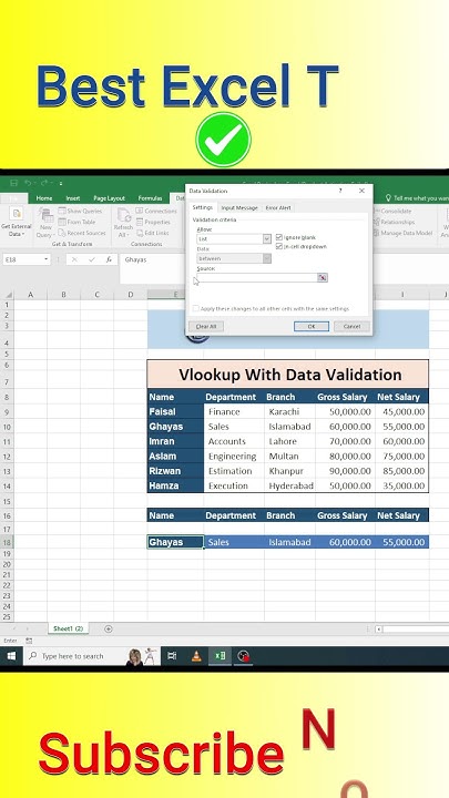 Create Drop-Down List In Excel, Vlookup Data Validation #excel #exceltips - YouTube
