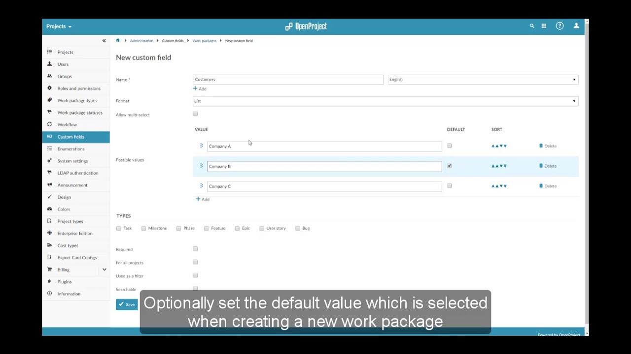 OpenProject 7.0 preview - Multi-select custom fields - YouTube