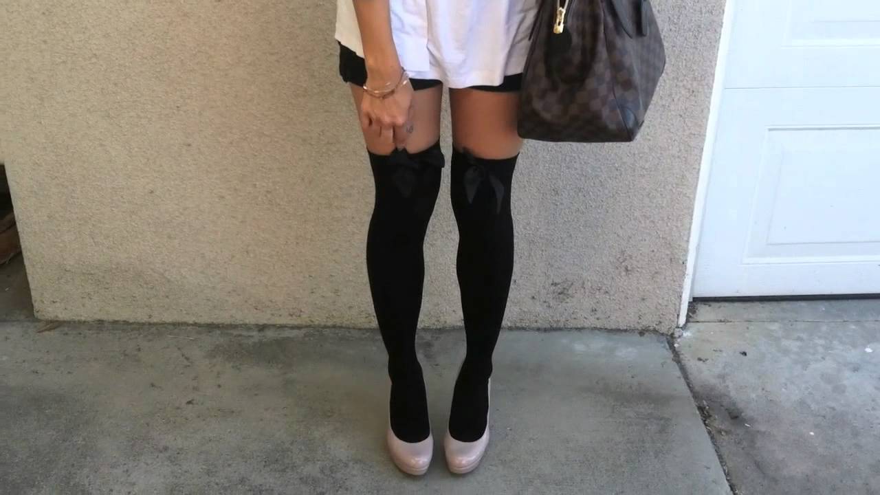 OOTD featuring Over the Knee Socks - YouTube