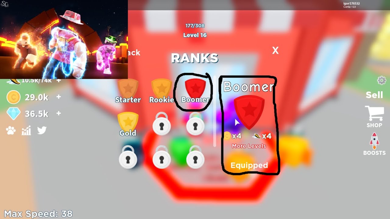 Conseguindo a class : Boomer - Roblox - Speed Champions - YouTube
