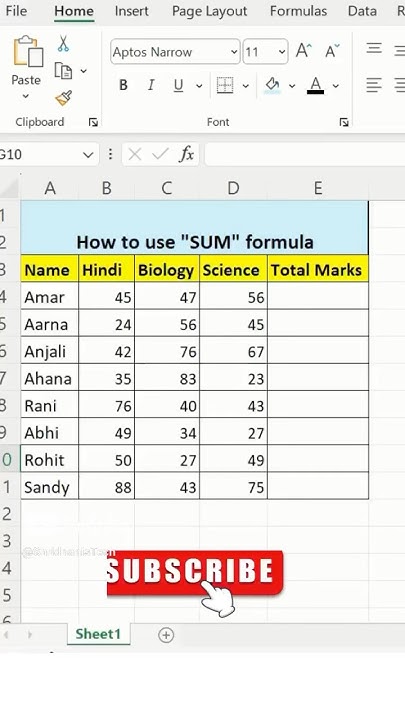 Use Sum formula in Excel | How to use Sum Formula#excelhindi #excel #exceltips - YouTube