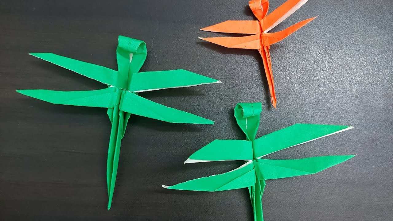 how to make origami dragonfly - YouTube
