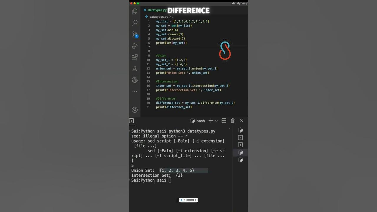 Python Set difference() Method #shorts #python #pythondeveloper - YouTube