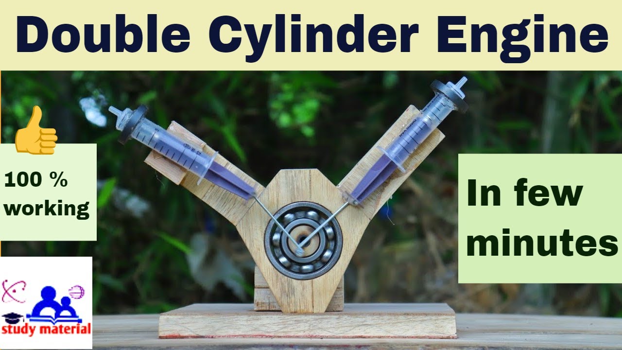 Double cylinder engine in few minutes| homemade| Homemade working model ...