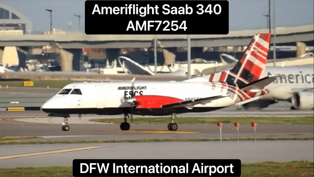 Ameriflight Saab 340 (AMF7254) departs DFW Airport (June 27, 2024 ...