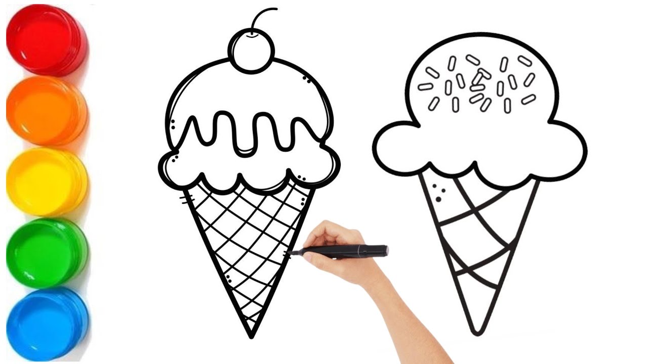 ice cream Drawing, Painting & Coloring for Kids and Toddlers, Kids Art ...