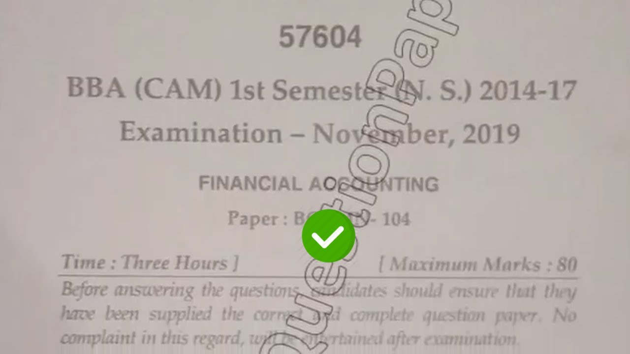 2019 Mdu BBA CAM 1st Sem Financial Accounting Question Paper - YouTube
