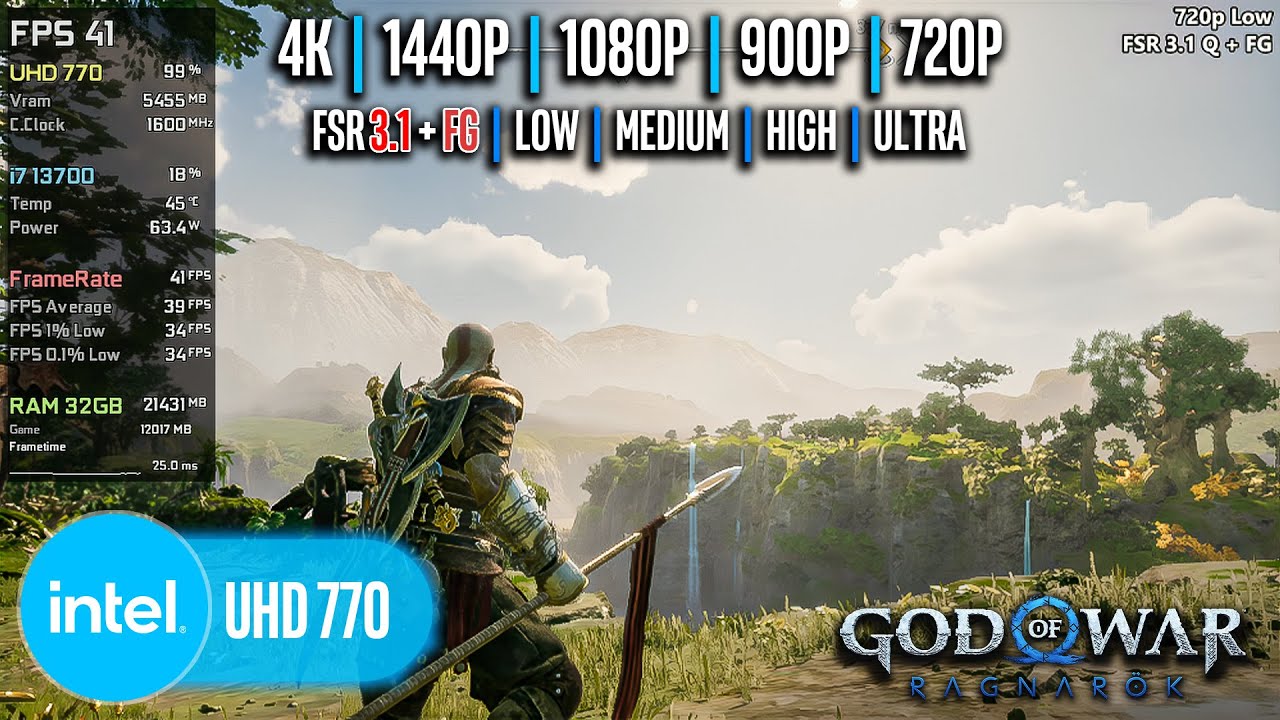 Intel UHD 770 | God of War Ragnarok - 4K, 1440p, 1080p, 900p, 720p ...