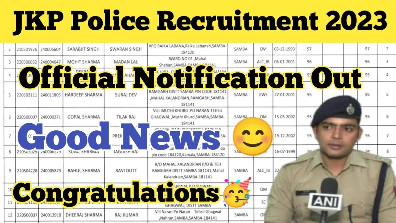 JKP Police Recruitment 2023 ll Official Notification out ll JKP Police ...