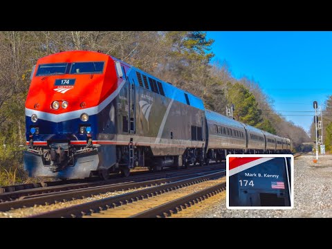 Amtrak P42DC 174 Mark B. Kenny Unit leads Palmetto - YouTube
