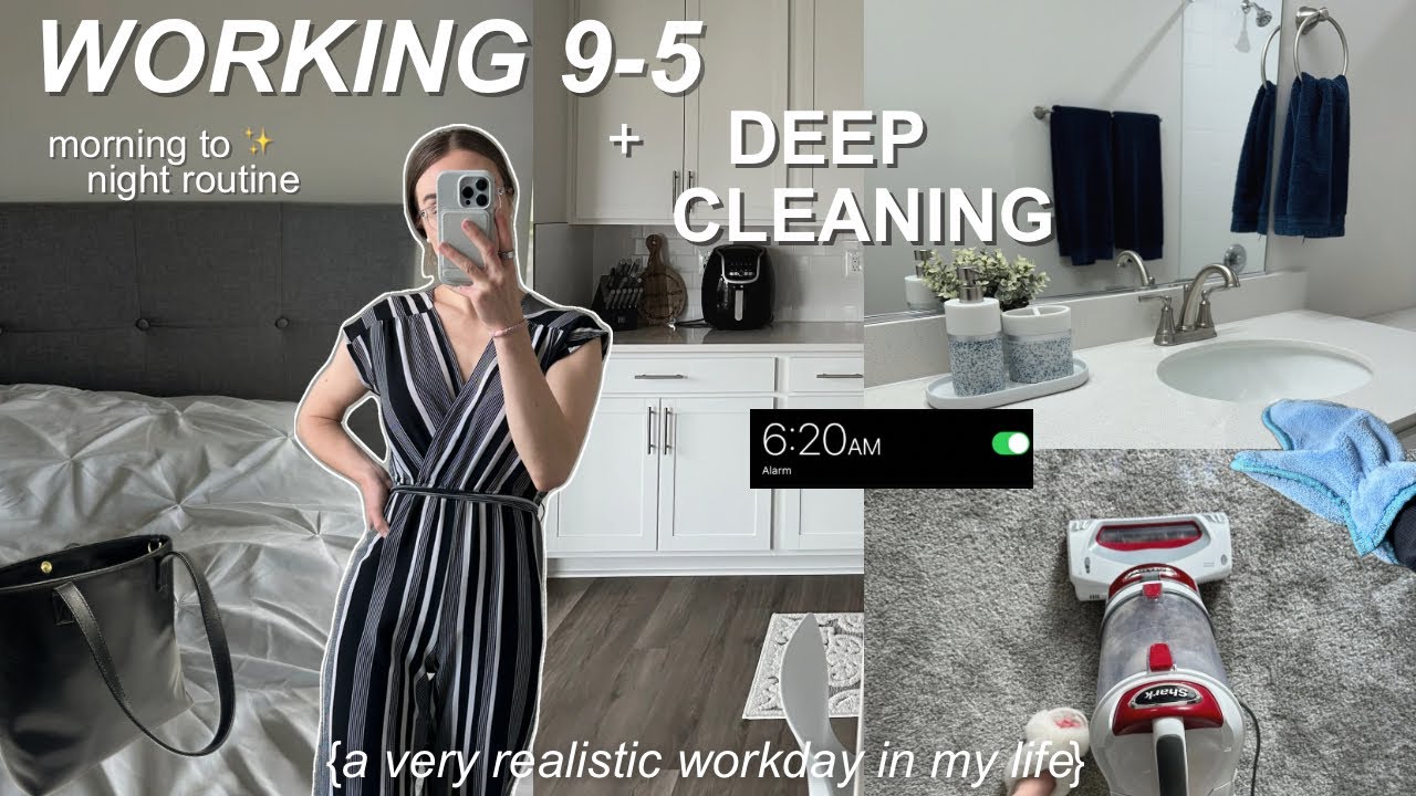 *realistic* work day in my life | massive DEEP CLEAN with me, morning ...