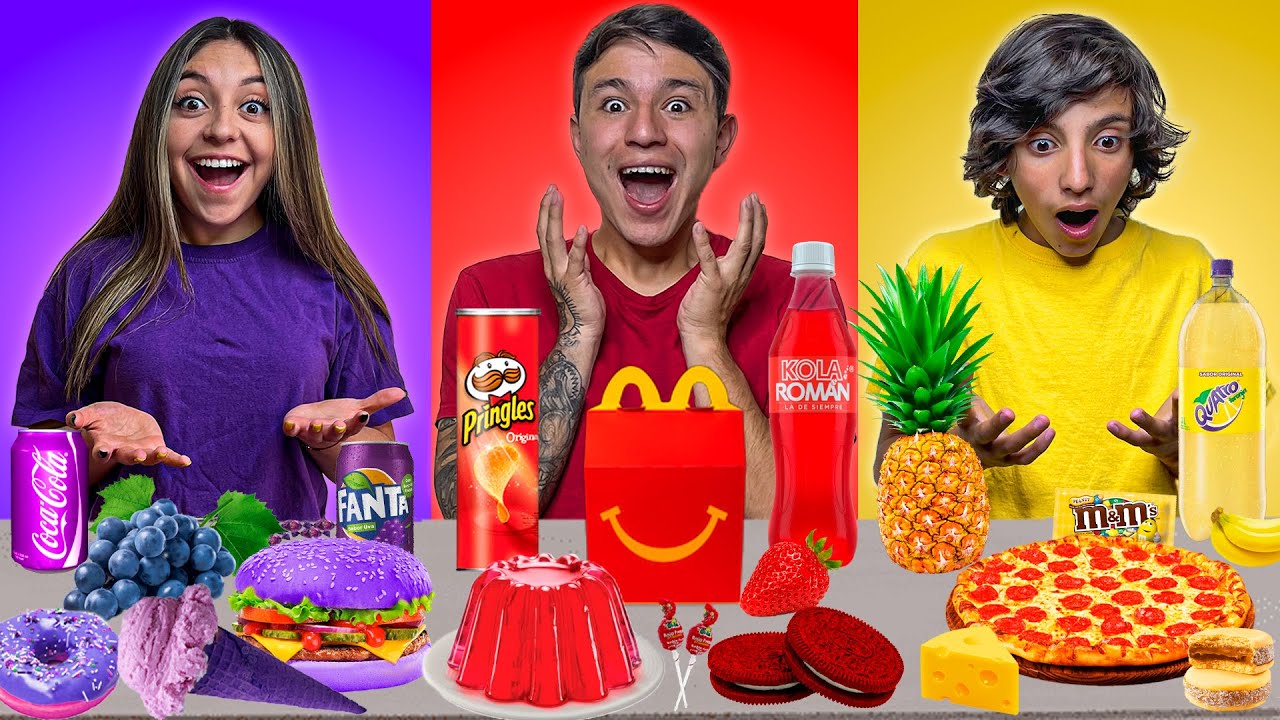 COMIENDO COMIDA DE COLORES por 24 HORAS !! - YouTube