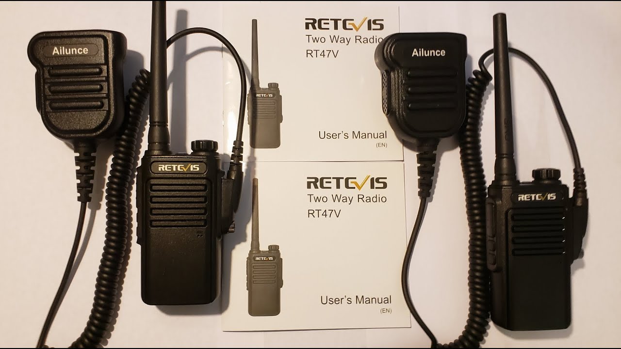 Retevis RT47V 2 watt Murs 2-way Radios with Hand Mic + charging dock ...