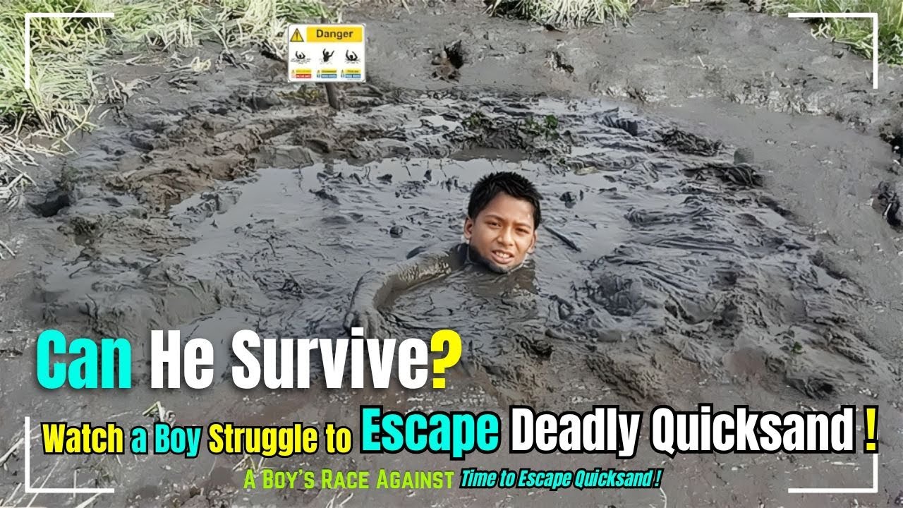 Can He Survive⁉️A Boy Struggle to Escape Deadly Quicksand😲😭#adventure # ...