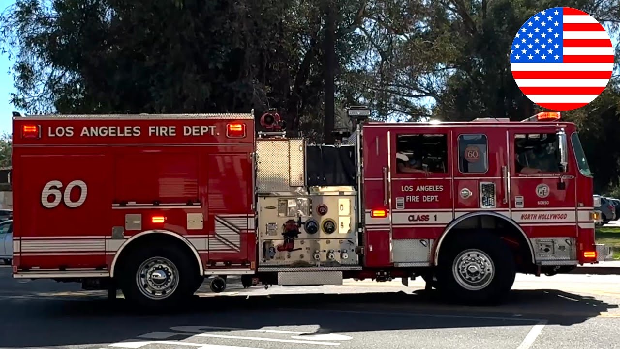 [Q2B-Siren] LAFD engines and rescue ambulance responding in Los Angeles ...