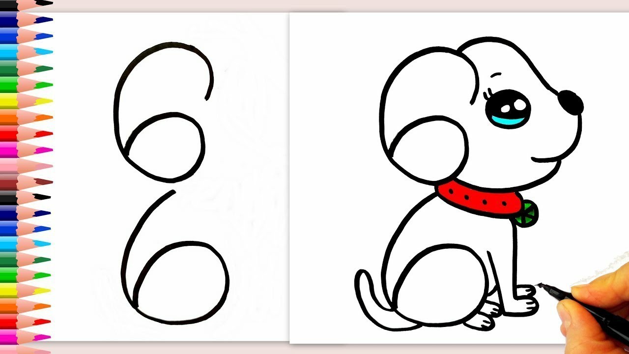 How to Draw Dog for Number "6" - YouTube
