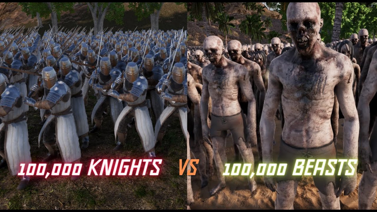 100,000 Heavy Knights vs 100,000 Beasts - YouTube