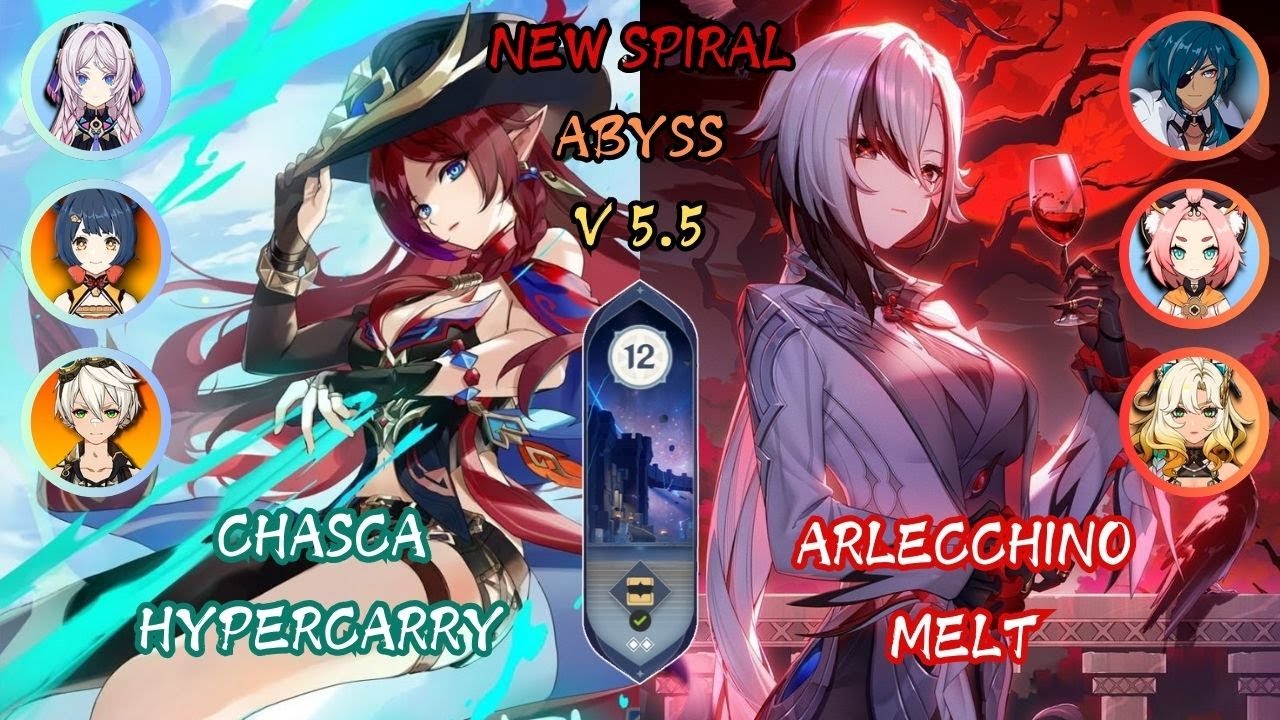 Chasca & Arlecchino Melt | Abyss 5.5 | Floor 12 | Genshin Impact ...