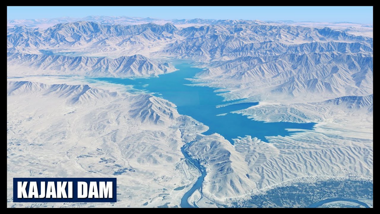 Aerial view of Kajaki Dam. Helmand Province, Afghanistan. *virtual tour ...
