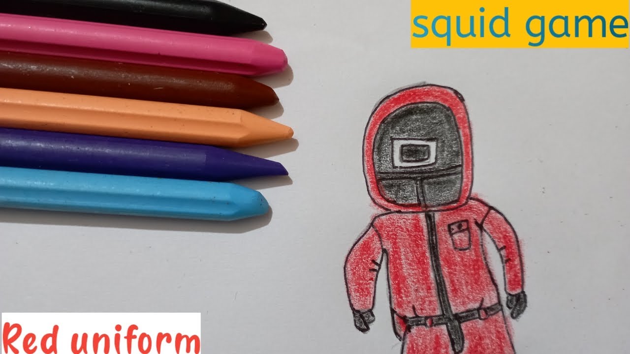 How to draw squid game/ Red Guard uniform. - YouTube