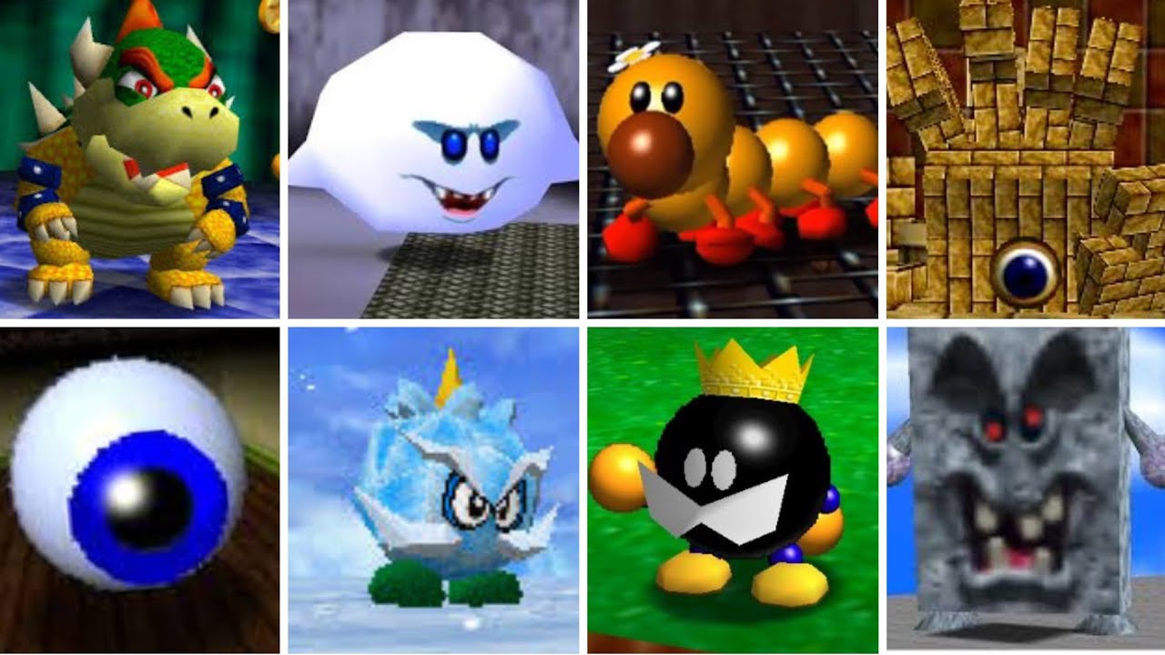 Super Mario 64 - All Bosses - YouTube