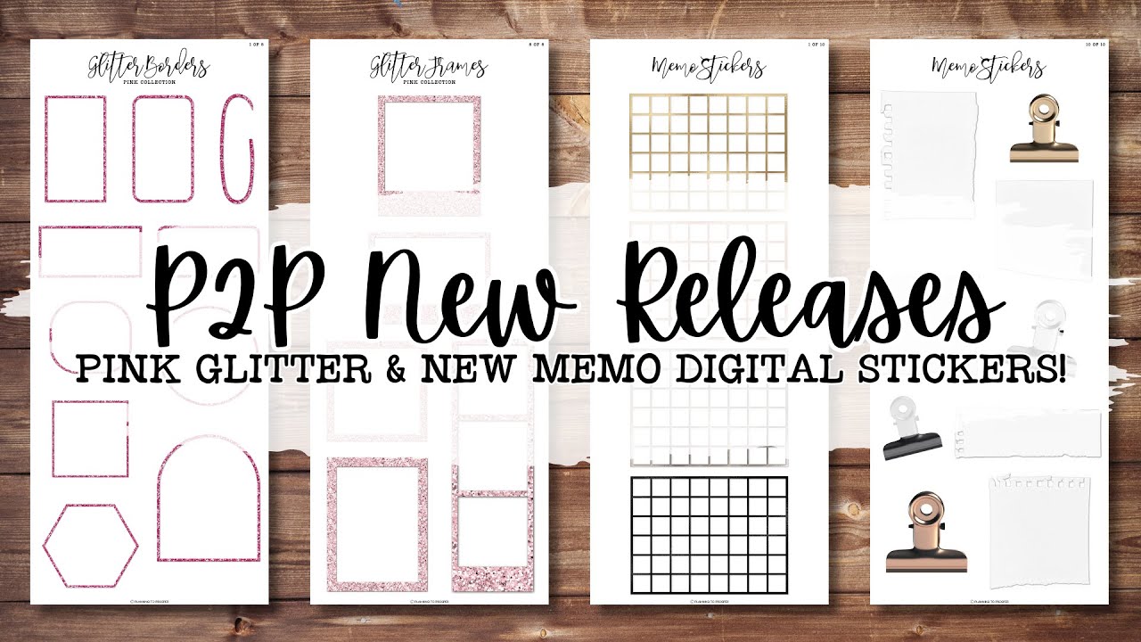 P2P NEW RELEASE! Pink Glitter Frames + Borders AND New Memo Stickers ...